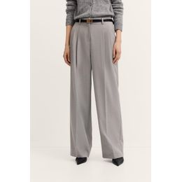 Bugatti Damen Stoffhose "Elegante Silhouette", grau, Gr. 34, unifarben, 65% Polyester, 32% Viskose, 3% Elasthan, Hosen, mit doppelter Bundfalte &