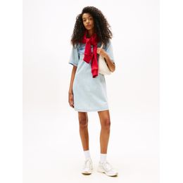 Tommy Jeans Damen Jeanskleid "A-LINE DENIM DRESS EXT", blau, Gr. S, unifarben, Denim/Jeans, Obermaterial: 100% Baumwolle, Kleider