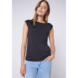 Damen Tr&auml;gertop, blau, Gr. 46, STREET ONE STUDIO, unifarben, Web, 50% Baumwolle, 50% Modal, Tops, aus Baumwolle mit Stretchanteil
