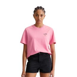 Marc O'Polo Damen T-Shirt, pink, Gr. L, MARC O'POLO DENIM, Jersey, Obermaterial: 100% Baumwolle, Shirts, modischer Print auf der Brust
