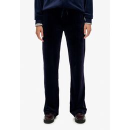 Superdry Damen Sweathose "COUNTRY CLUB VELOUR JOGGER", blau, Gr. M, unifarben, Jersey, Obermaterial: 95% Polyester, 5% Elasthan, Hosen