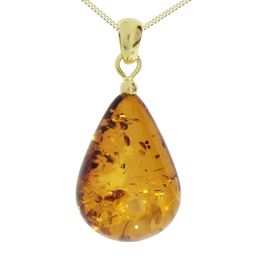 OSTSEE-SCHMUCK Damen Kette mit Anh&auml;nger "OSTSEE-SCHMUCK Kette mit Anh&auml;nger Tropfen ca. 22 mm lang", 50cm, Silber 925 (Sterlingsilber), L: 42, gold,