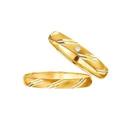 Firetti Damen Trauring "Schmuck Geschenk Gold 375 Hochzeit Ehering "LIEBE"", 20, 0,01 SI = kleine Einschl&uuml;sse mit Brillant, Gelbgold 375, 3mm, gold,