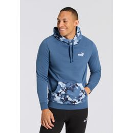 Puma Herren Kapuzensweatshirt "ESS CAMO HOODIE FL", blau, Gr. XXL, tarnfarben, Fleece, Obermaterial: 66% Baumwolle, 34% Polyester, Sweatshirts