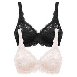 SuSa Damen B&uuml;gel-BH "2er Pack B&uuml;gel BH Latina", Gr. 80, schwarz, Obermaterial: 77% Polyamid PA. 15% Baumwolle CO. 8% Elasthan EL., BHs