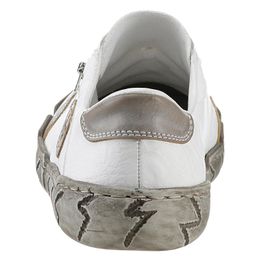 Rieker Damen Sneaker, Gr. 39, wei&szlig;, Leder, unifarben mit Farbeinsatz, Schuhe, mit Zierrei&szlig;verschluss, Freizeitschuh, Halbschuh, Schn&uuml;rschuh