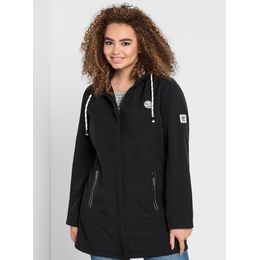 sheego Damen Softshelljacke, schwarz, Gr. 46, unifarben, 91% Polyester, 9% Elasthan, Kapuzenfutter:100% Polyester, Jacken