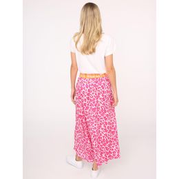 Zwillingsherz Damen Maxirock ""Leo Herzen"", pink, Gr. L, Web, Obermaterial: 100% Viskose, R&ouml;cke, Animal-Muster, kn&ouml;chellang, Gummizug, leicht