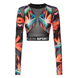 Plein Sport Damen Lauftop "Sport Top"0221, schwarz, multicolorot, Gr. XS, Obermaterial: 90% Polyester, 10% Elasthan, Tops