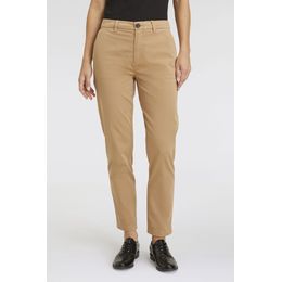 BOSS Orange Damen Webhose "C_Tachini2-D", beige, Gr. 44, unifarben, Web, Obermaterial: 97% Baumwolle, 3% Elasthan, Hosen, mit Leder-Brandlabel am