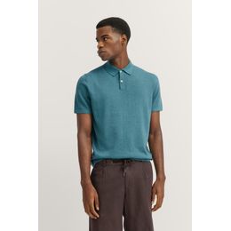 Bugatti Herren Poloshirt, gr&uuml;n, Gr. S, unifarben, 100% Baumwolle, Shirts, in feiner Strickstruktur