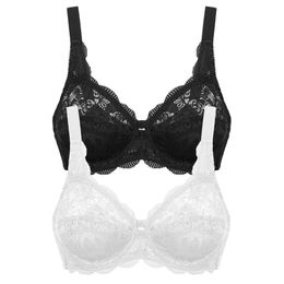SuSa Damen B&uuml;gel-BH "2er Pack B&uuml;gel BH Latina", Gr. 105, schwarz-wei&szlig;, Obermaterial: 77% Polyamid PA. 15% Baumwolle CO. 8% Elasthan EL., BHs