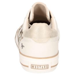 Mustang Shoes Damen Sneaker, Gr. 41, beige, Lederimitat, gebl&uuml;mt, Schuhe, Freizeitschuh, Halbschuh, Schn&uuml;rschuh mit modischem Design