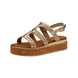 Marco Tozzi Damen Plateausandaletten "Marco Tozzi Sandalen Lederimitat", Gr. 41, gold, Lederimitat, Schuhe