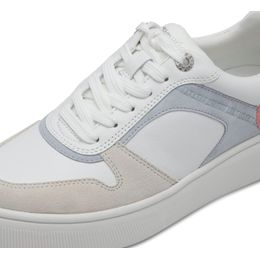 Tamaris Damen Plateausneaker, Gr. 40, blau, Leder, Lederimitat, Schuhe, Freizeitschuh, Halbschuh, Schn&uuml;rschuh mit Kontrastbes&auml;tzen