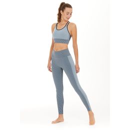 ENDURANCE ATHLECIA ATHLECIA Damen Trainingstights "Gisaki", blau, Gr. S, gestreift, 11% Elasthan, 89% Polyamid, Hosen, mit feuchtigkeitsregulierender Funktion