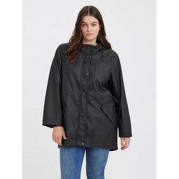 Vero Moda CURVE Damen Outdoorjacke "VMCMALOU COATED JACKET CUR NOOS", schwarz, Gr. 46, unifarben, Web, Obermaterial: 100% Polyester. Beschichtung: