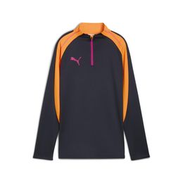 Puma Damen Trainingsjacke "IndividualBLAZE Fu&szlig;balltop mit viertellangem Rei&szlig;verschluss"new navy ravish heat fire blau pink orange, Gr. S,