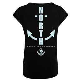 F4NT4STIC Damen T-Shirt "North Anker Knut & Jan Hamburg", schwarz, Gr. XS, Obermaterial: 100% Baumwolle, Shirts, Print