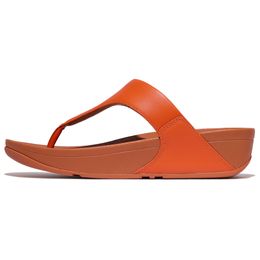 fitflop Damen Dianette "LULU LEATHER TOEPOST", Gr. 36, orange, Rindsleder, unifarben, Schuhe, Pool Slides, Pantolette, Badeschuh mit Keilabsatz
