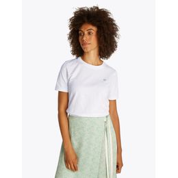 Tommy Hilfiger Damen T-Shirt "REG CONTRAST FLAG SS TEE", wei&szlig;, Gr. XL, unifarben, Single Jersey, Obermaterial: 100% Baumwolle, Shirts, mit