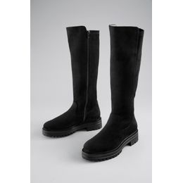ANISTON SHOES Damen Stiefel, Gr. 38, schwarz, Velourslederimitat, Schuhe, Stretch-Stiefel mit Innen-Reißverschluss - NEUE KOLLEKTION