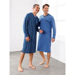 w&auml;schepur W&Auml;SCHEPUR Herren Nachthemd "Nachthemden", Gr. 48, blau, 100% Baumwolle, gemustert, mehrfarbig, unifarben, Kleider