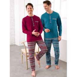 w&auml;schepur W&Auml;SCHEPUR Herren Schlafanzug, Gr. 44, blau, 100% Baumwolle, Homewear-Sets