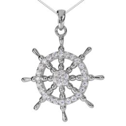 OSTSEE-SCHMUCK Damen Kette mit Anh&auml;nger "OSTSEE-SCHMUCK Kette mit Anh&auml;nger Steuerrad", 45cm, Silber 925 (Sterlingsilber), L: 42, silber, Silber 925