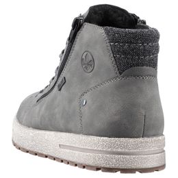 Rieker Damen Schn&uuml;rboots, Gr. 45, grau, Synthetik, Schuhe, mit zwei Rei&szlig;verschl&uuml;sse, Freizeitschuh, Schn&uuml;rschuh