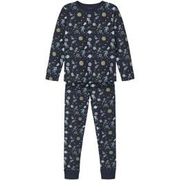 name it Jungen Schlafanzug "NKMNIGHTSET", blau, Basic, Gr. 122, bedruckt, Jersey, Obermaterial: 95% Baumwolle, 5% Elasthan, Homewear-Sets, SKY AND