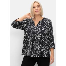 sheego Damen Longbluse, schwarz-wei&szlig;, Gr. 40, gemustert, 100% Viskose, Blusen