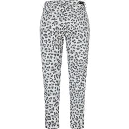 MAC Damen Chinohose "CHINO turn up", silber, Gr. 46, unifarben, Web, Obermaterial: 96% Baumwolle, 4% Elasthan, Hosen, mit dezentem Glanz, elegant und
