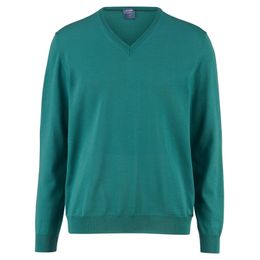 OLYMP Herren V-Ausschnitt-Pullover "OLYMP Strick Casual", grau, Gr. M, Obermaterial: 100% Schurwolle, Pullover, klassischer Strickpullover