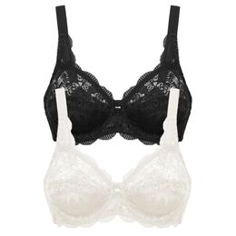 SuSa Damen B&uuml;gel-BH "2er Pack B&uuml;gel BH Latina", Gr. 105champagner schwarz, Obermaterial: 77% Polyamid PA. 15% Baumwolle CO. 8% Elasthan EL., BHs