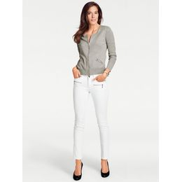 Heine Damen Cardigan, grau, Gr. 44, unifarben, 90% Baumwolle, 10% Seide, Strickjacken