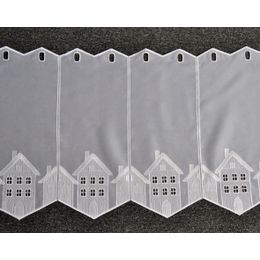 Scheibengardine, B:210cm H:60cm, wei&szlig;, Stickereien Plauen, Voile, Polyester, Gardinen, "H&auml;user"