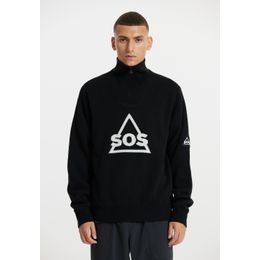 SOS Herren Strickpullover "Tignes", schwarz-wei&szlig;, Gr. XS, unifarben, 50% Wolle, 50% Polyester, Pullover, mit hochabschlie&szlig;endem Kragen