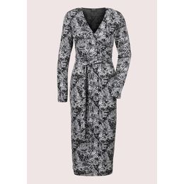 Madeleine Mode MADELEINE Damen Midikleid "Kleid Wickelkleid mit taillierter Silhouette", schwarz, Modern, Gr. 34, Obermaterial: 88% Polyester PES. 12% Elasthan EL.,