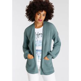 Kangaroos Damen Strickjacke, blau, Gr. 52, kontrastfarbene Details, unifarben mit Farbeinsatz, Strick, Obermaterial: 100% Polyacryl, Strickjacken,