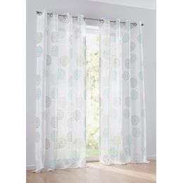 Vorhang Kutti, B:135cm H:145cm, blau, Baumwolle, Polyester, Wohnzimmer, Gardinen, "Bella", Gardine, halbtransparent, Ausbrenner, bedruckt,