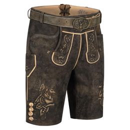 N&uuml;bler N&Uuml;BLER Herren Trachtenlederhose "Lederhose Pertran", braun, Gr. 52, Obermaterial: 100% Lammleder LEL., Hosen