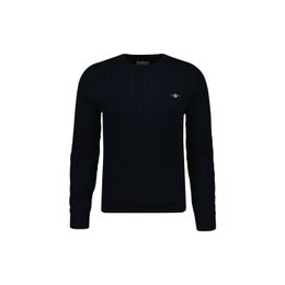 Gant Herren Sweater "Strickpullover COTTON CABLE C-NECK", blau, Gr. M, Obermaterial: 100% Baumwolle CO., Sweatshirts