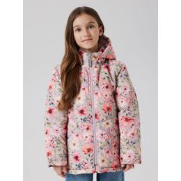name it Kinder Outdoorjacke "NKFMAXI PA JACKET AOP NOOS", rosa, Gr. 164, bedruckt, gebl&uuml;mt, Web, Obermaterial: 100% Polyester, Jacken