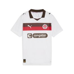 Puma M&auml;dchen Poloshirt "FC St. Pauli 25/26 Ausw&auml;rtstrikot Jugendliche", wei&szlig;, Gr. 128, gestreift, Obermaterial: 100% Polyester; Kragen: 3% Elasthan,