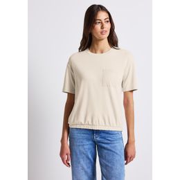 Street One Damen T-Shirt, wei&szlig;, Gr. 42, unifarben, Stoff, Obermaterial: 76% Viskose, 20% Modal, 4% Elasthan; Brusttasche: 100% Polyester, Shirts, aus