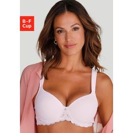 Lascana Damen Schalen-BH, Gr. 85, wei&szlig;, Spitze, Obermaterial: 46% Polyamid, 43% Polyester, 11% Elasthan, BHs, mit B&uuml;gel rundherum aus edler, floraler