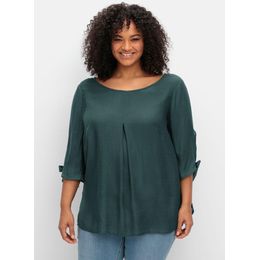sheego Damen Longbluse, gr&uuml;n, Gr. 40, unifarben, 100% Viskose, Blusen