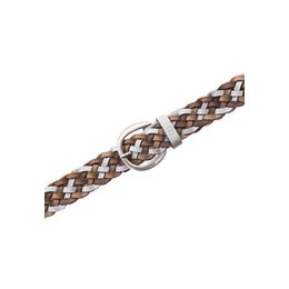 Tamaris Damen Flechtg&uuml;rtel ""Dana Silver"", wei&szlig;, Gr. 85, Flechtoptik, mehrfarbig, Rindsleder, G&uuml;rtel, mit individueller L&auml;ngenverstellung, aus