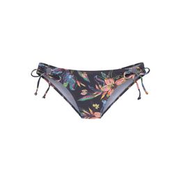 Lascana Damen Bikini-Hose "Malia", grau, Gr. 32, bedruckt, floral, Microfaser, Microfaser, Polyamid, Badehosen, zum Binden mit tropischem Print